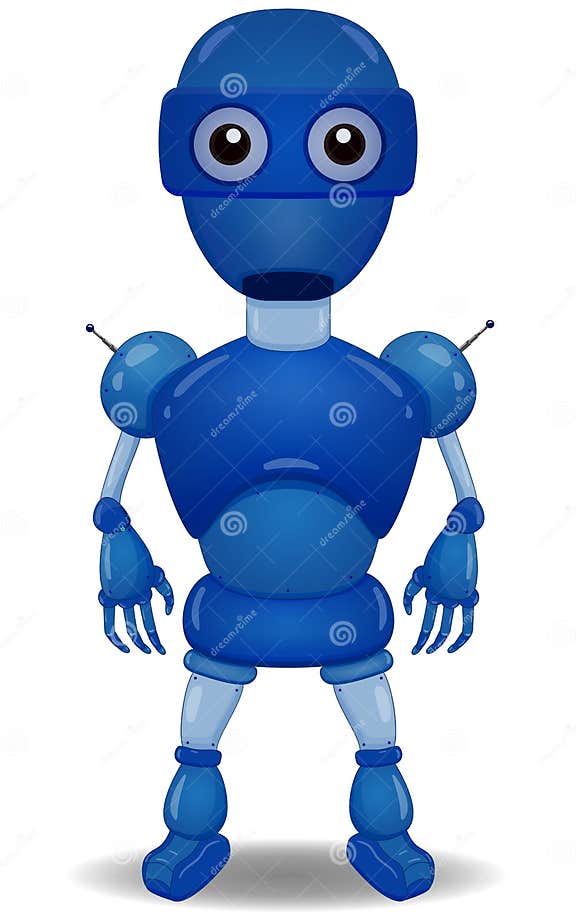 Blue robot stock vector. Illustration of character, white - 59505405