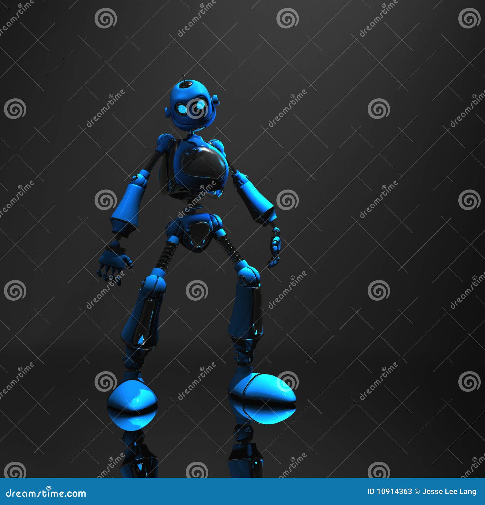 Blue robot character stock illustration. Illustration of cyber - 10914363