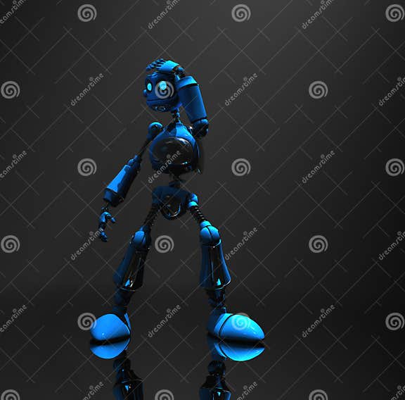 Blue robot character stock illustration. Illustration of look - 10914364