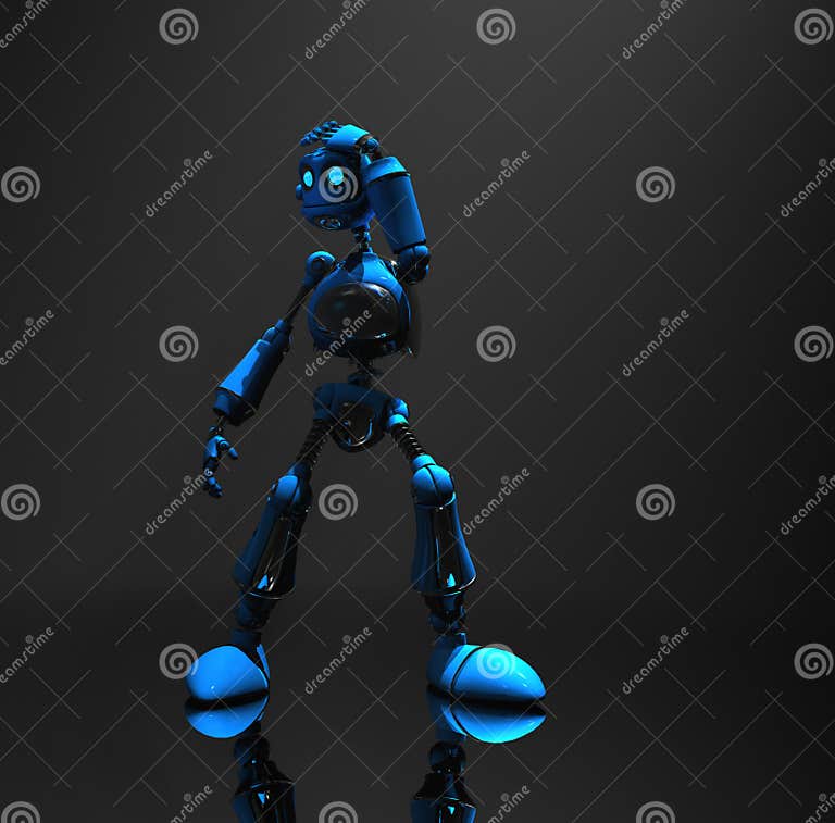 Blue robot character stock illustration. Illustration of look - 10914364