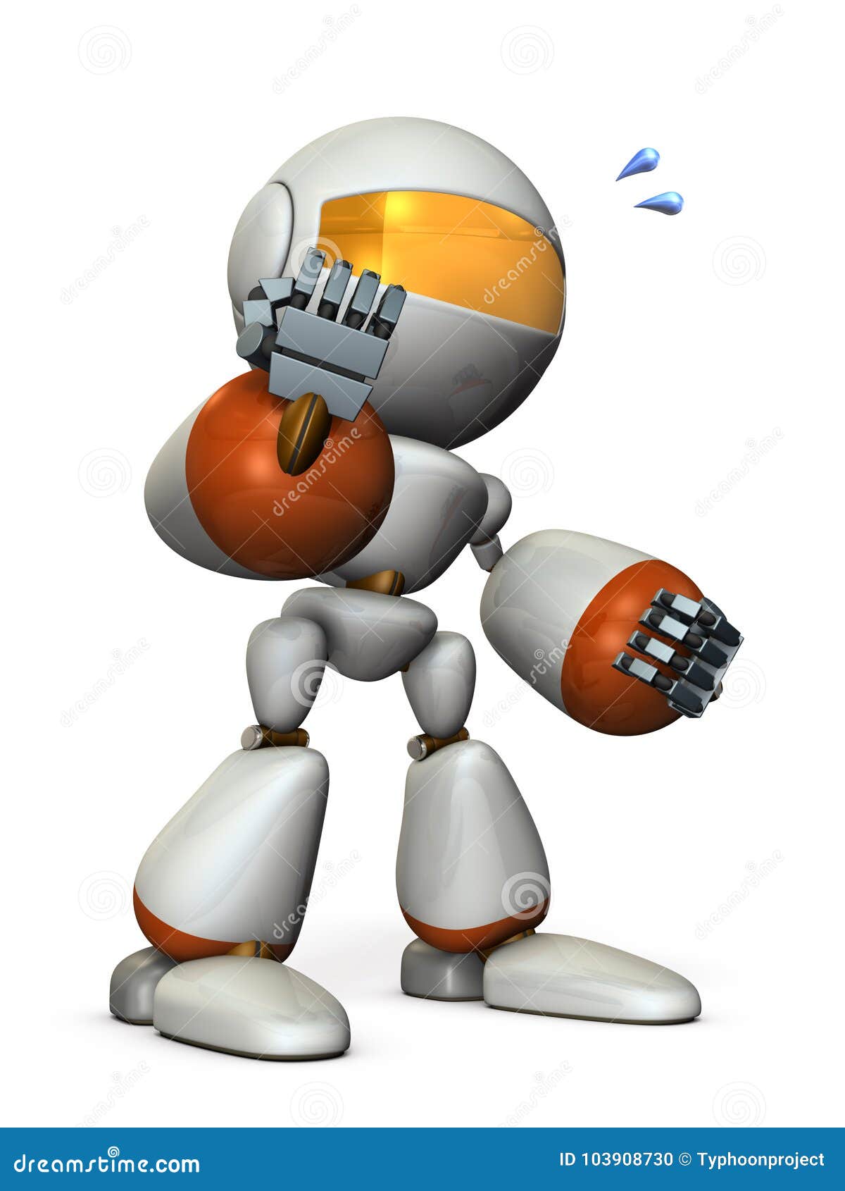 The Blue Robot is Cheering while Doing a Guts Pose. Stock Illustration ...
