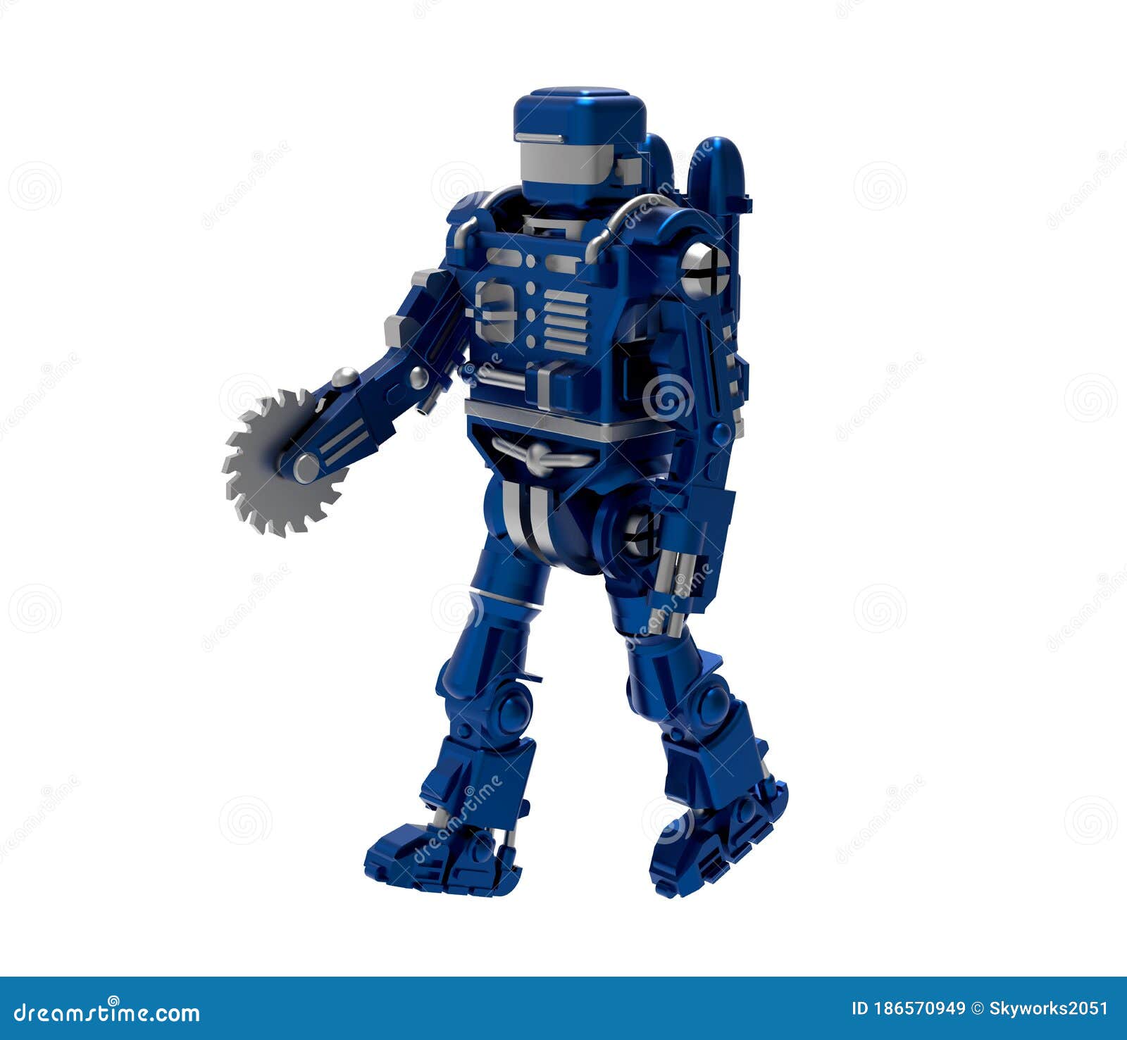 Blue Robot. the Concept of a Combat Robot. 3D Illustration. Stock ...