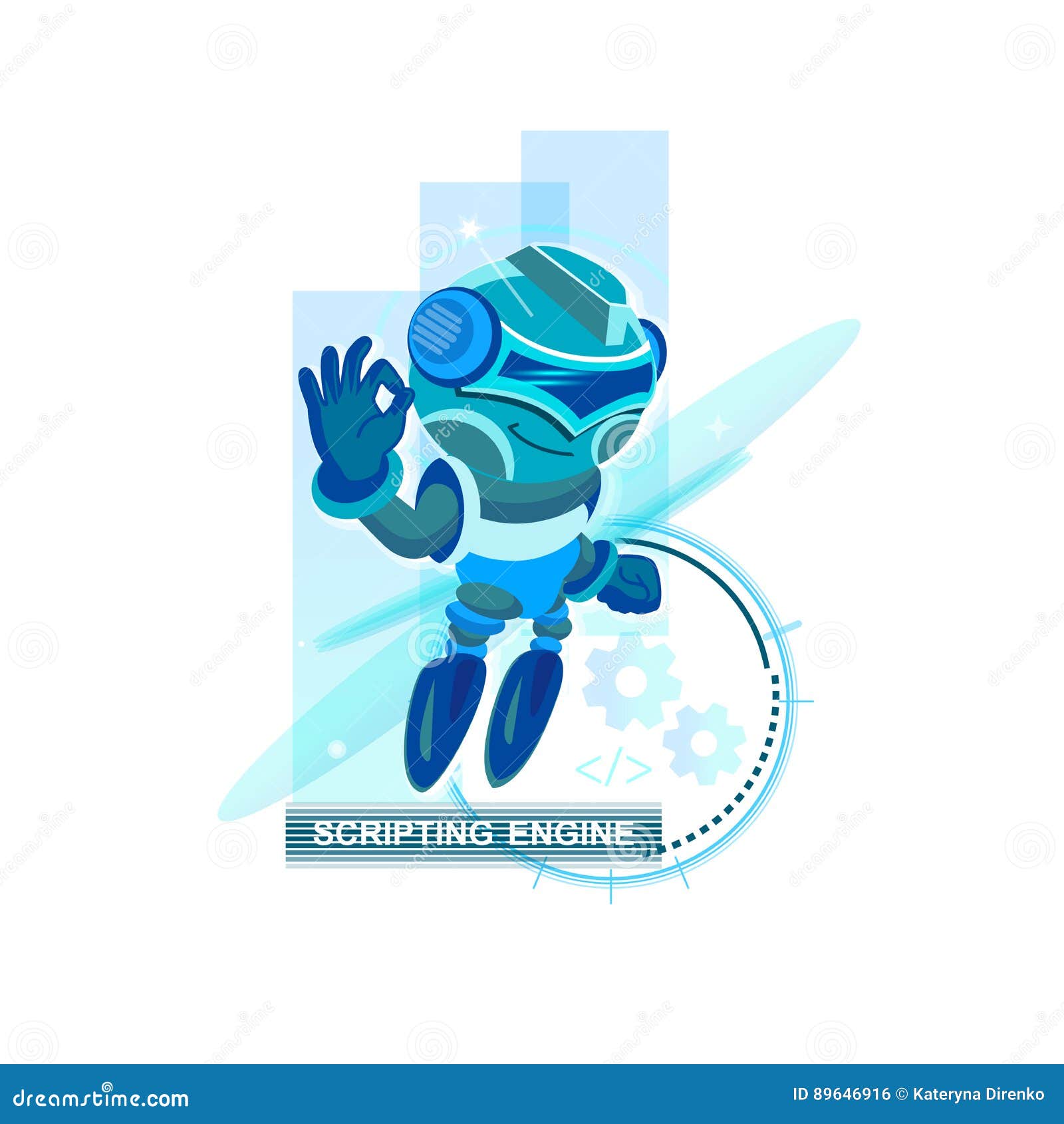 Blue Robot. Concept of Cyborg Ai, Irc, Chatter Box, Engine, Networking ...