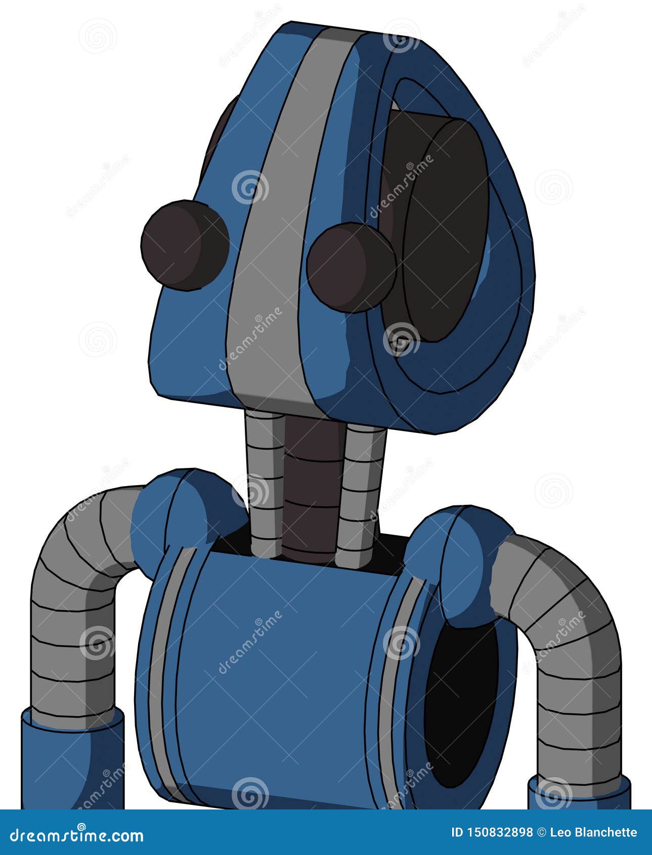 Blue Robot with Droid Head and Two Eyes Stock Illustration ...