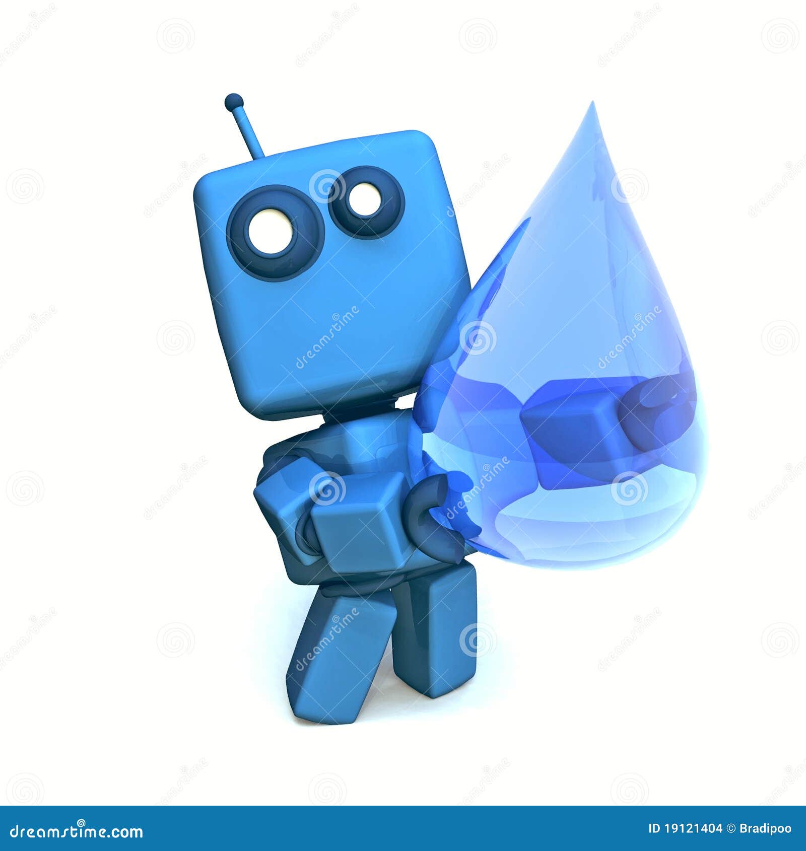 Set Of Blue Robot Vector Illustrations With Various Expressions ...