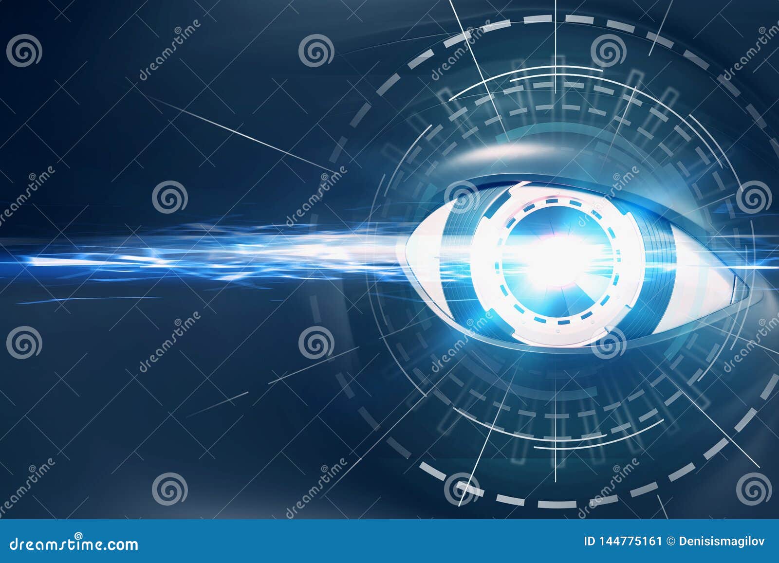 Blue Robot Eye and HUD Interface Stock Illustration - Illustration of ...