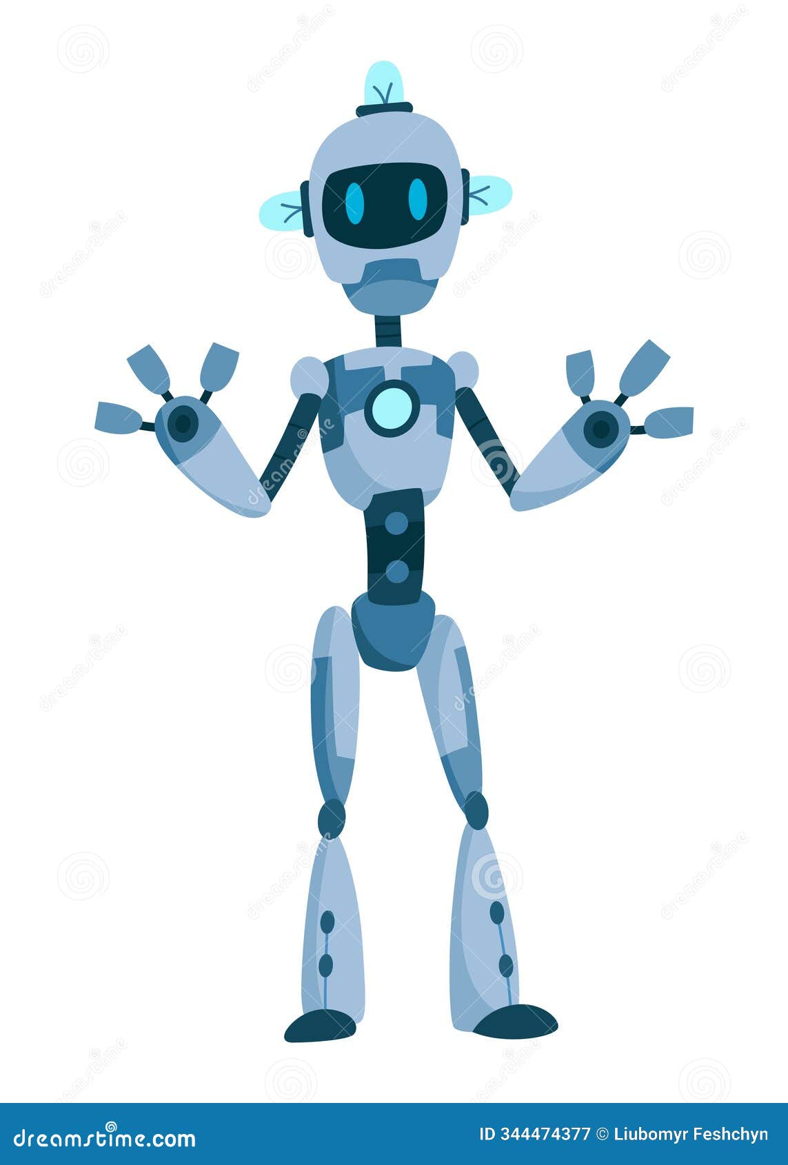 A Vibrant and Stylized Blue Robot Character Featuring Distinct Angular ...