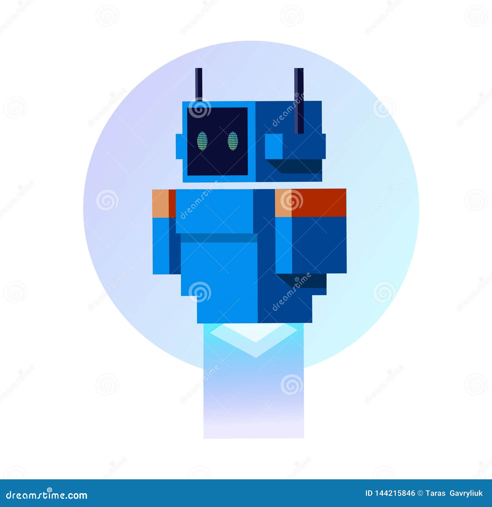 Blue robot in flat style stock vector. Illustration of graphic - 144215846