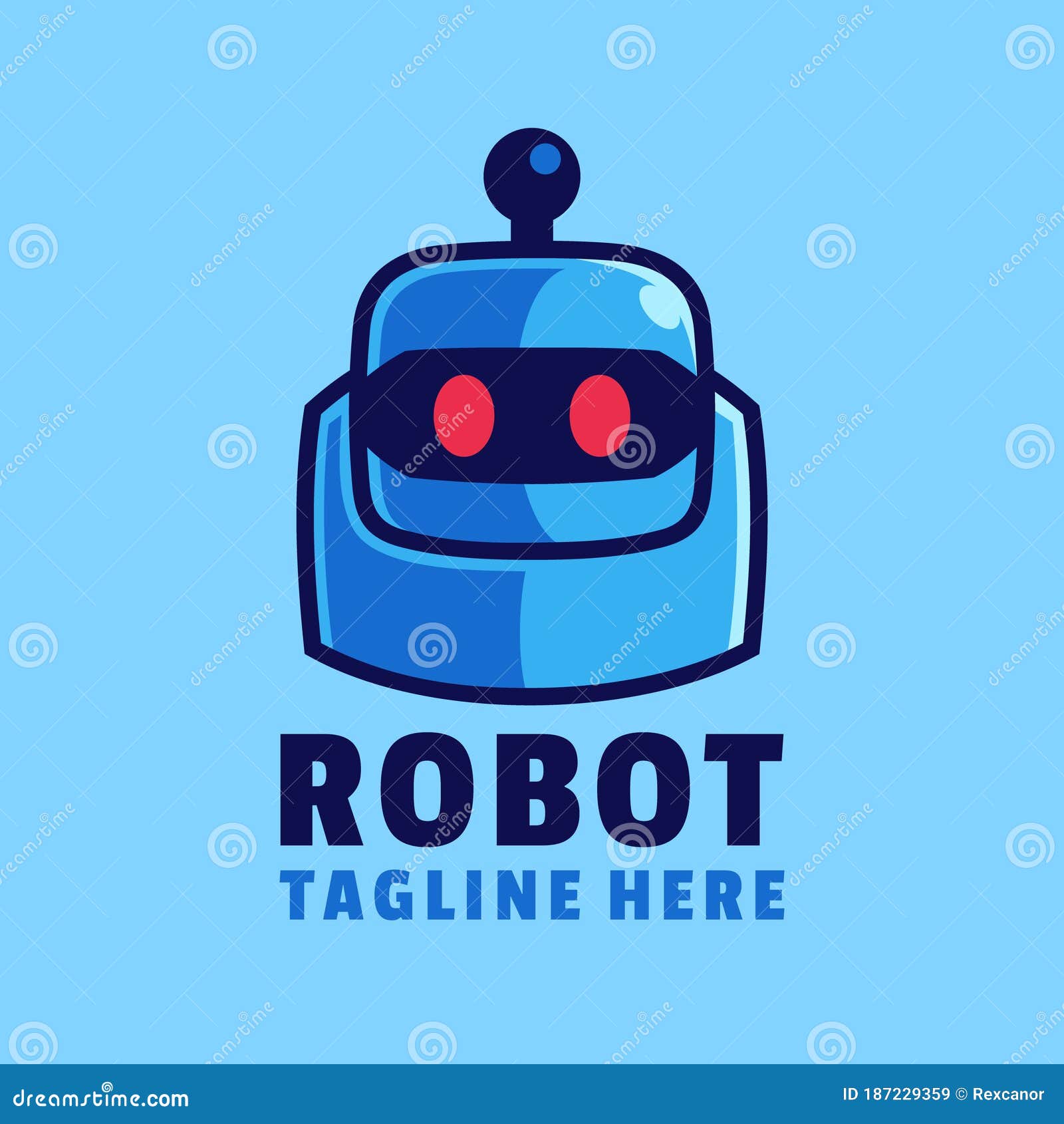 Blue Robot Head Logo Design Template Stock Vector - Illustration of ...