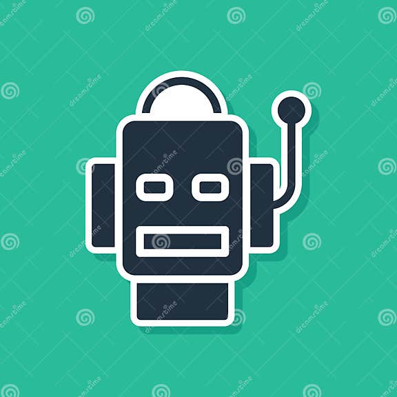 Blue Robot Icon Isolated on Green Background. Artificial Intelligence ...