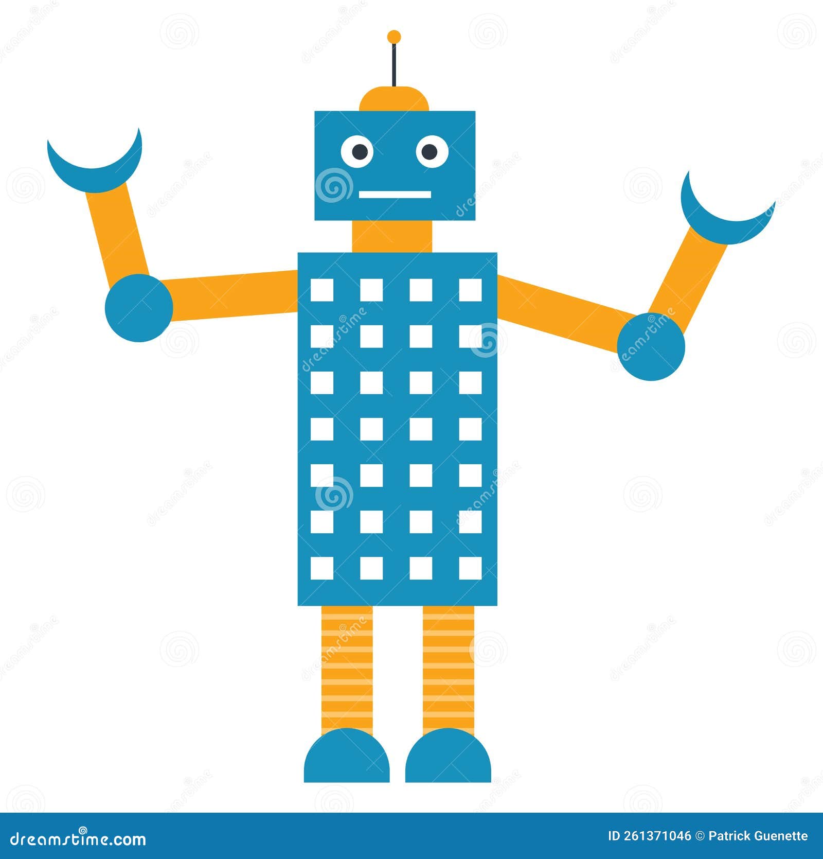 Blue robot, icon stock vector. Illustration of character - 261371046