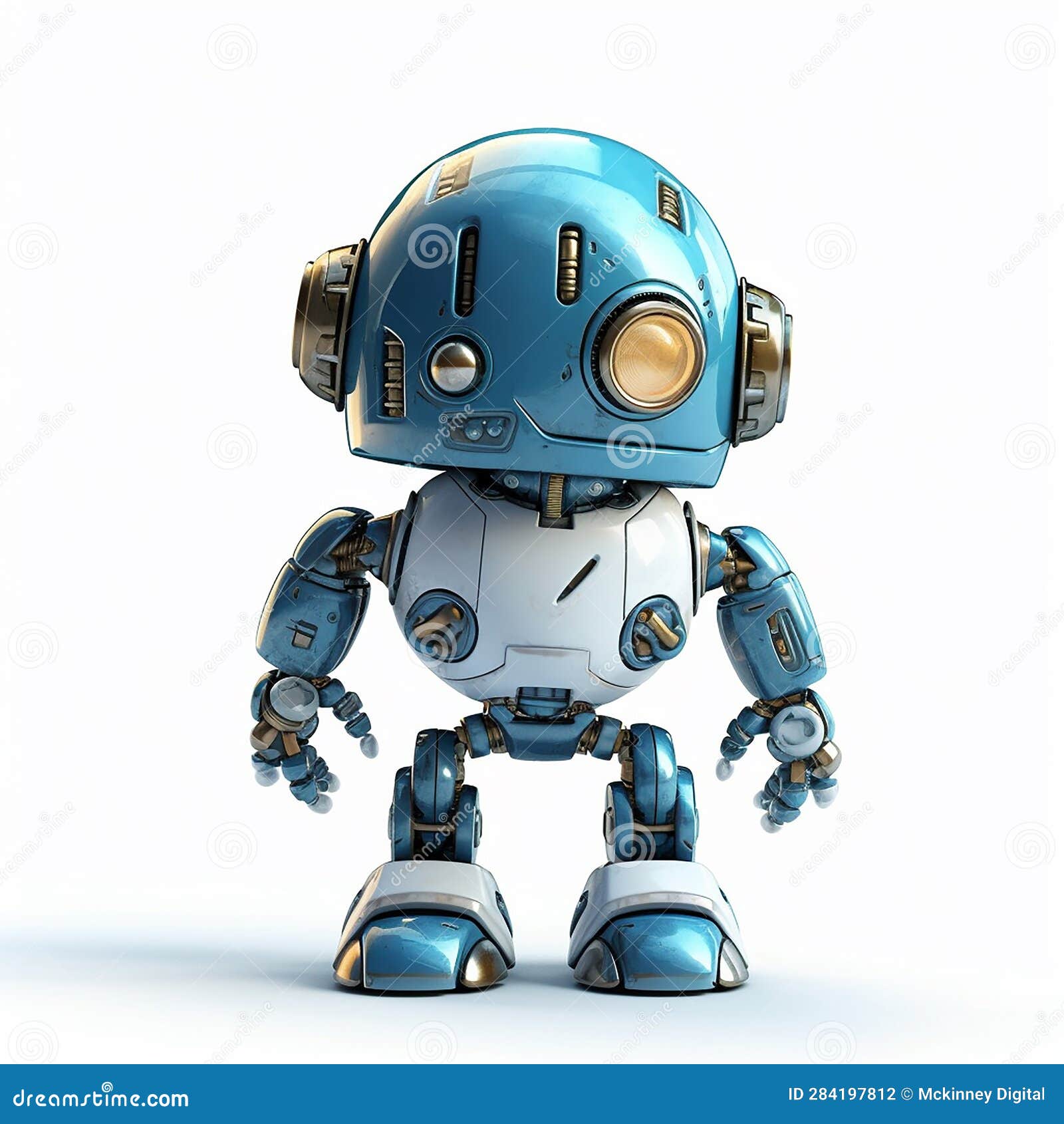 Blue Robot, Isolated on Solid White Background. Stock Illustration ...