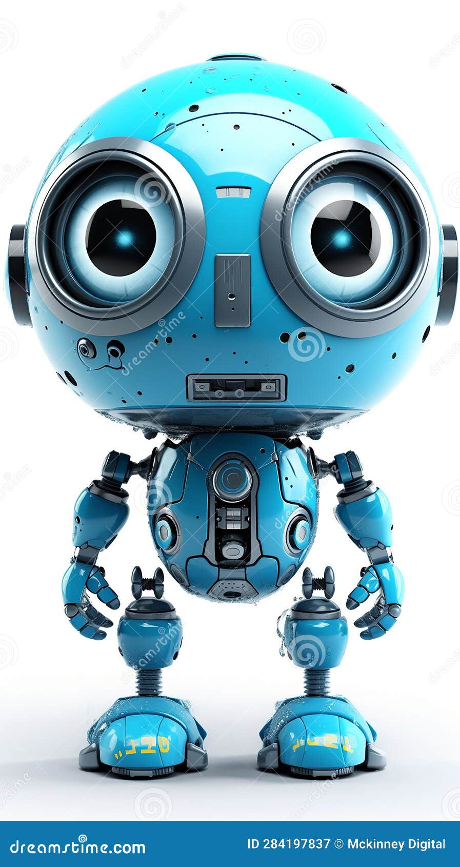 Blue Robot, Isolated on Solid White Background. Stock Illustration ...