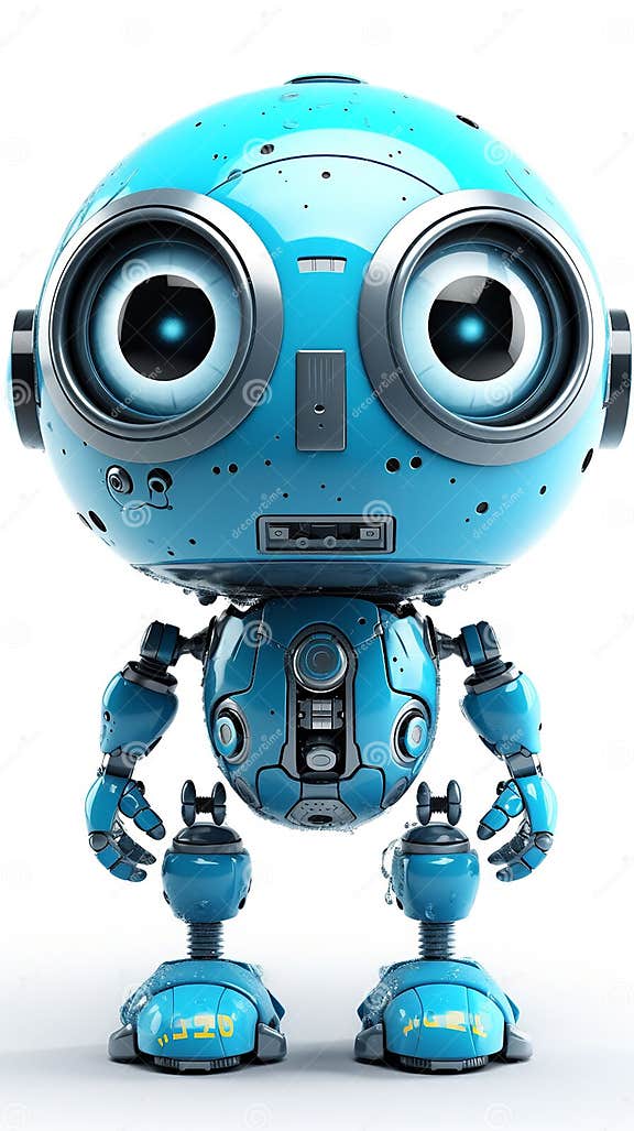 Blue Robot, Isolated on Solid White Background. Stock Illustration ...