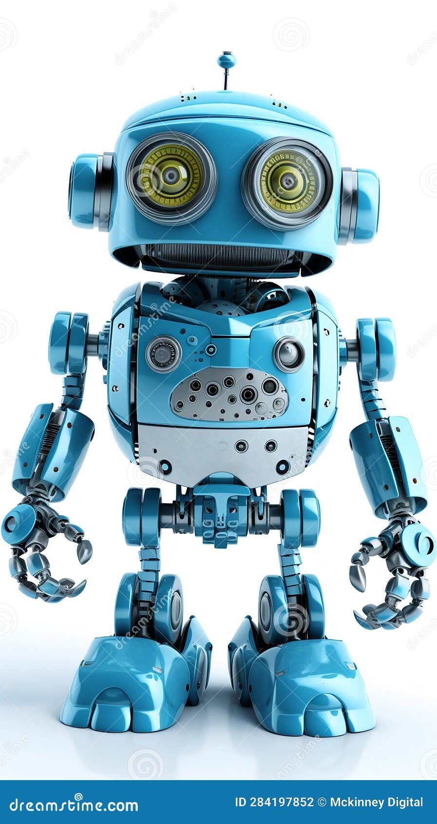 Blue Robot, Isolated on Solid White Background. Stock Illustration ...