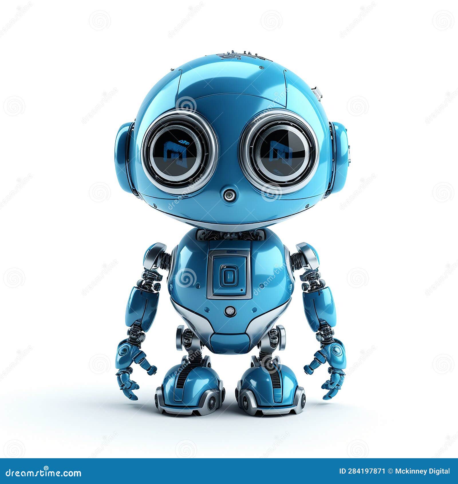 Blue Robot, Isolated on Solid White Background. Stock Illustration ...
