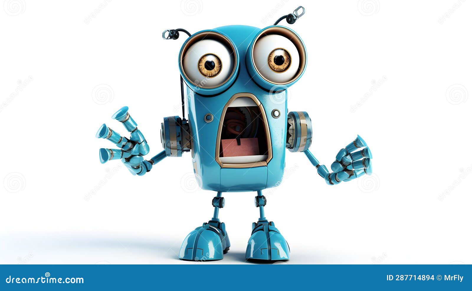 Blue Robot Looking Surprised or Scared Stock Illustration ...
