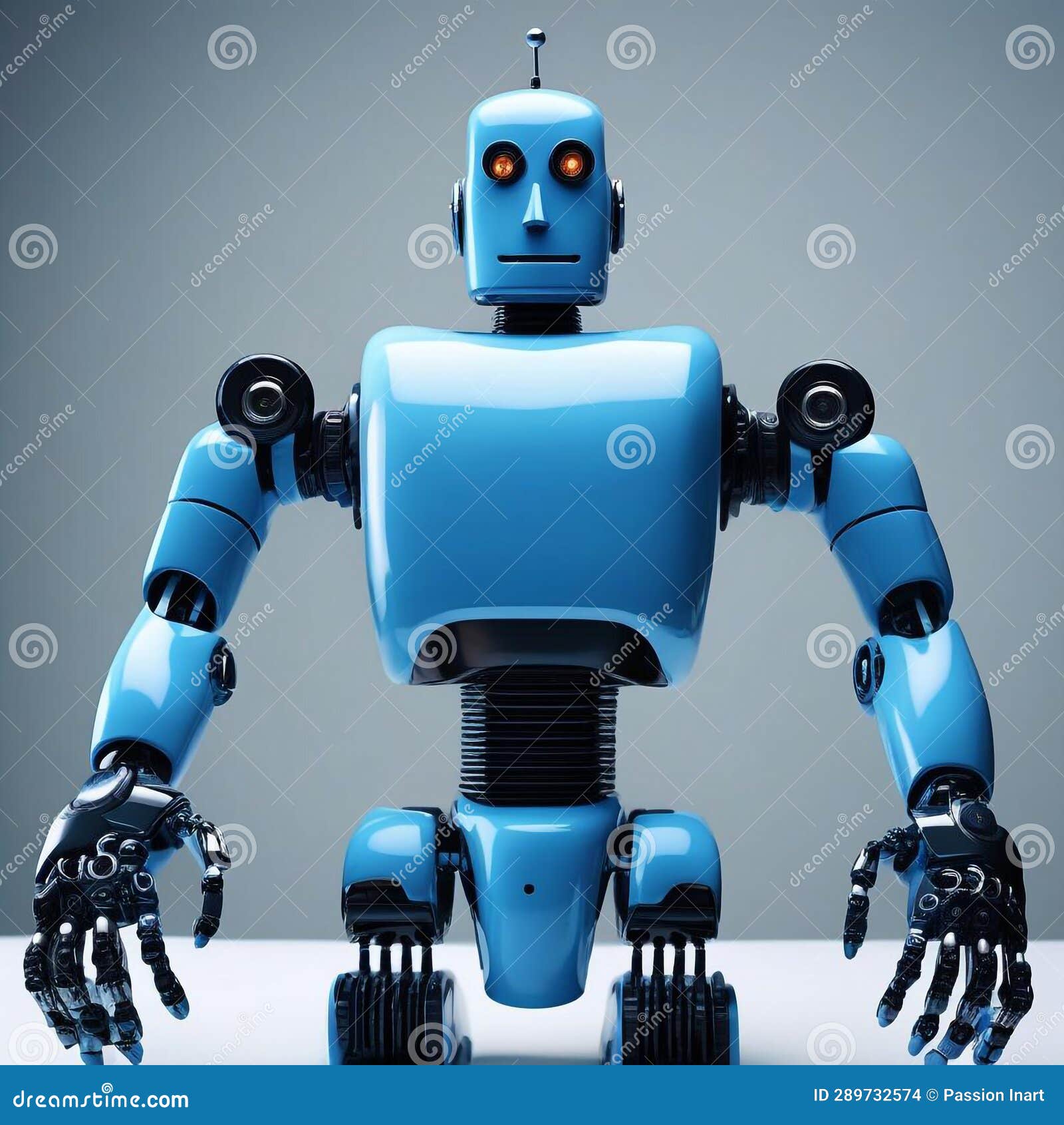Blue Robot Manages Tasks in the Office Stock Illustration ...