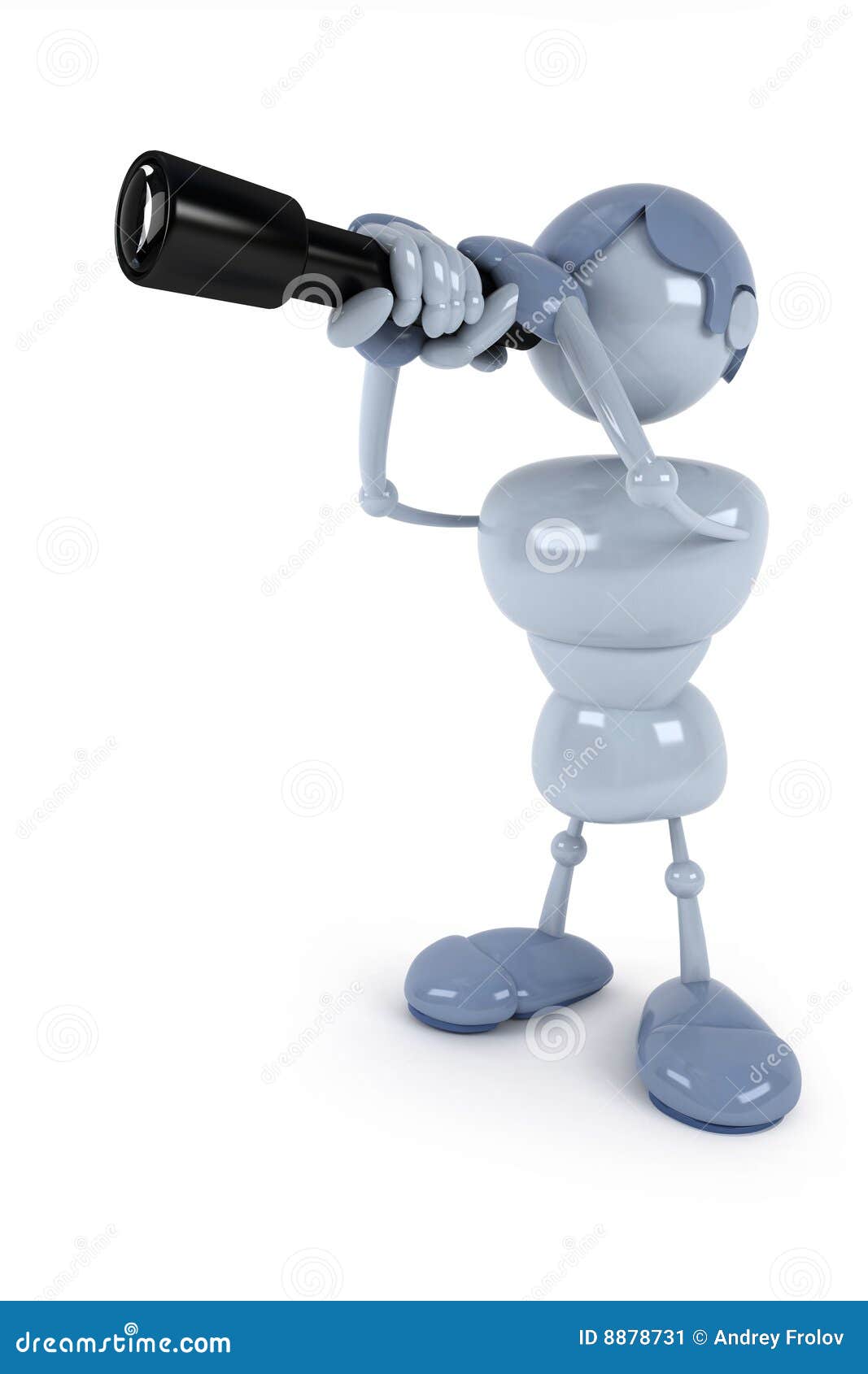 Blue robot and telescope stock illustration. Illustration of robot ...