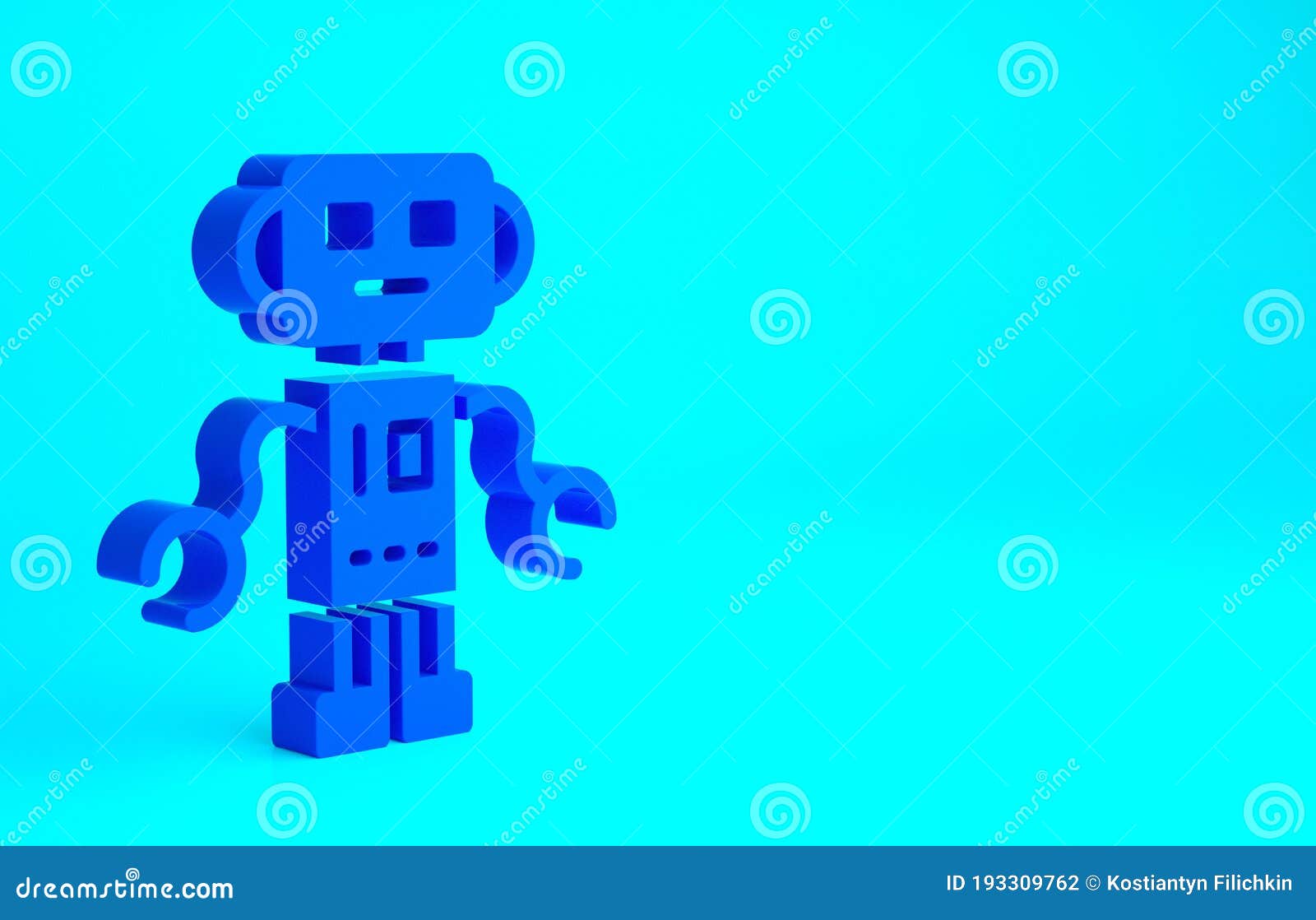 Blue Robot Toy Icon Isolated on Blue Background. Minimalism Concept ...