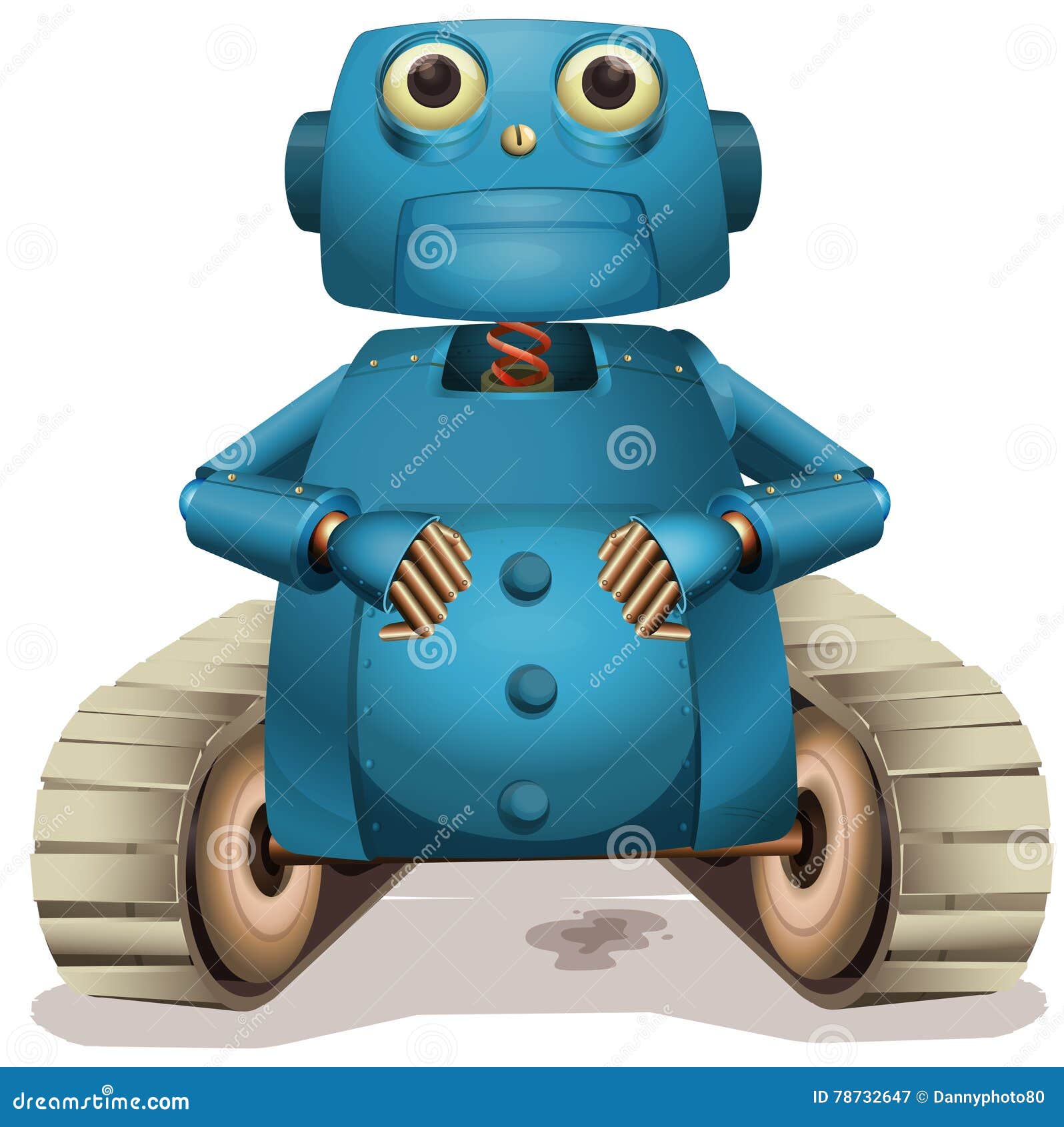 Blue robot with wheels stock vector. Illustration of drawing - 78732647