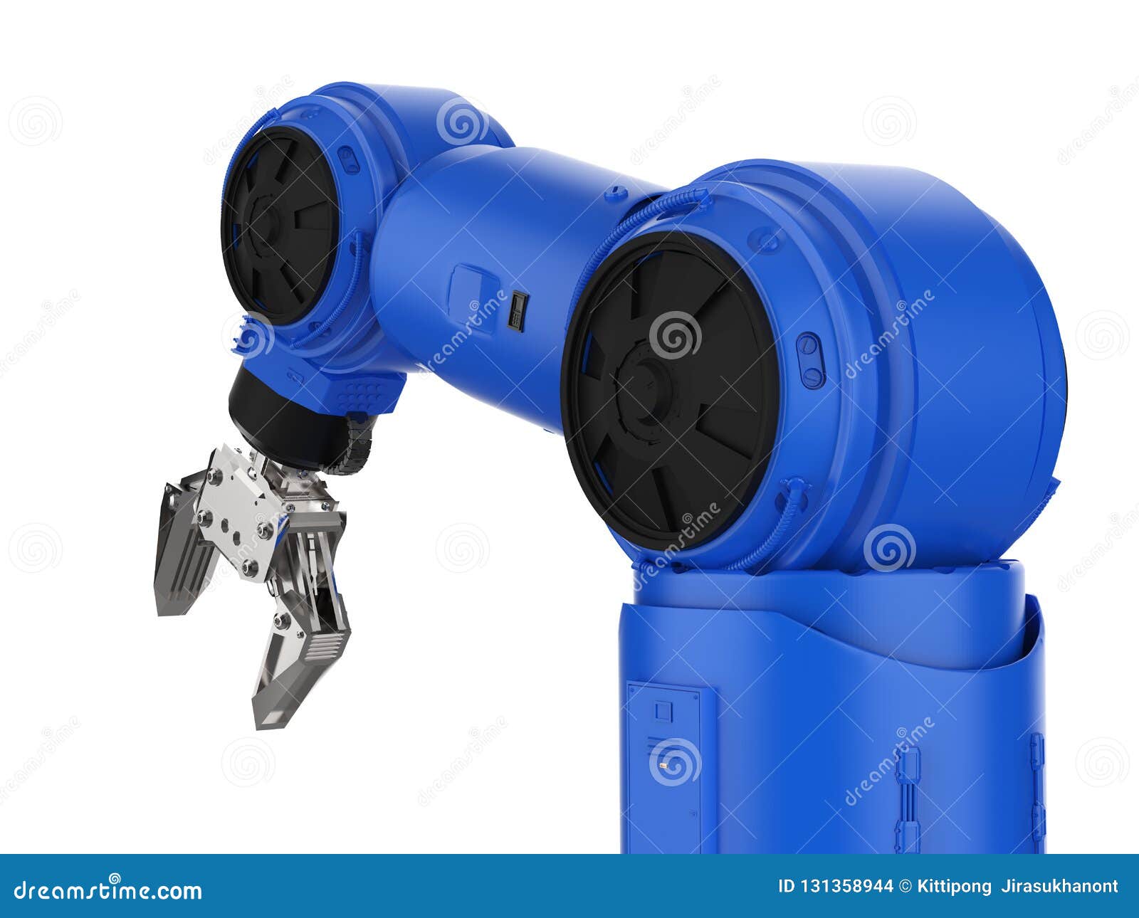 Blue Robotic Arm With Ceiling Mount. Vector Illustration On White ...