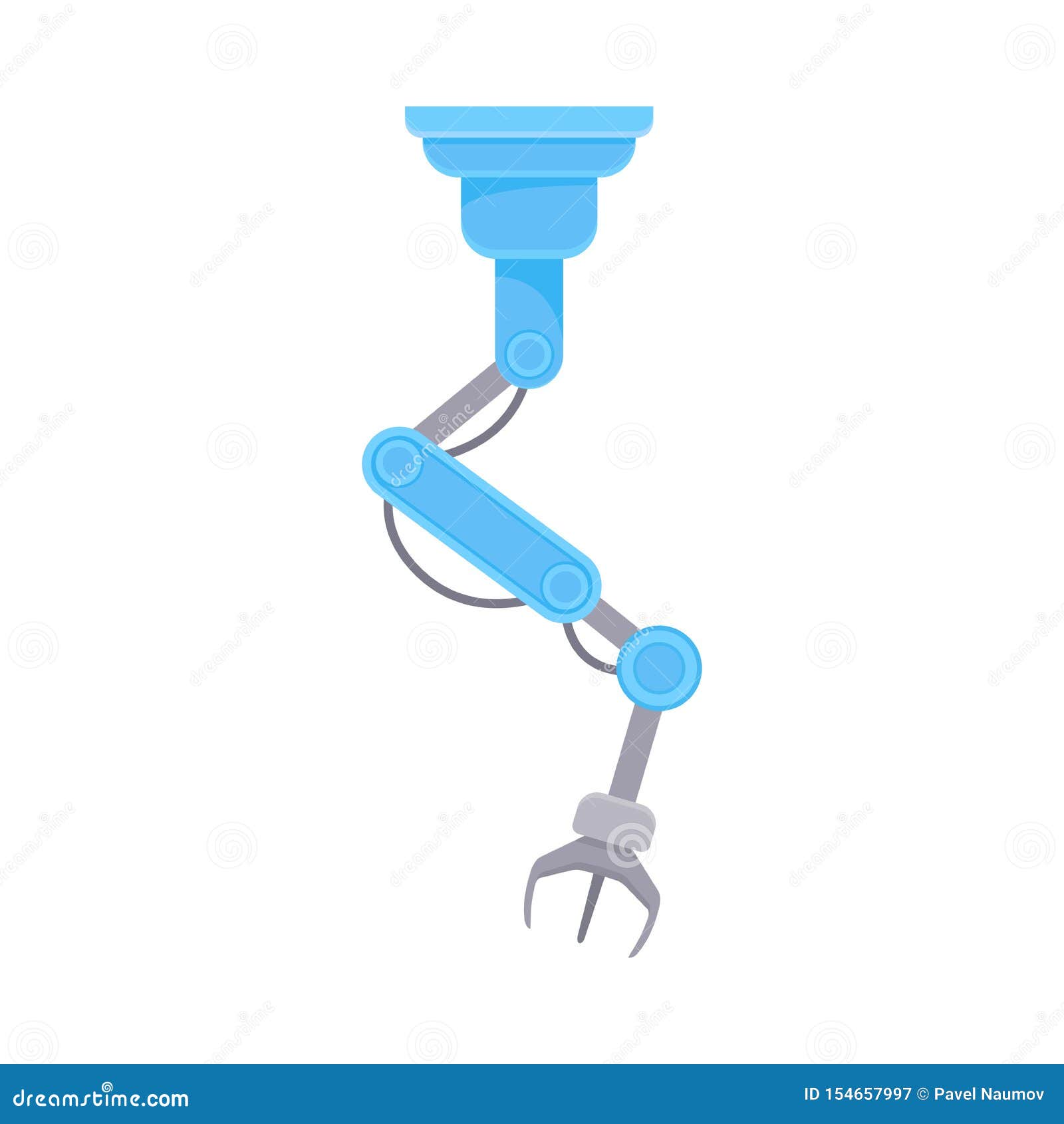 Blue Robotic Arm With Ceiling Mount. Vector Illustration On White ...