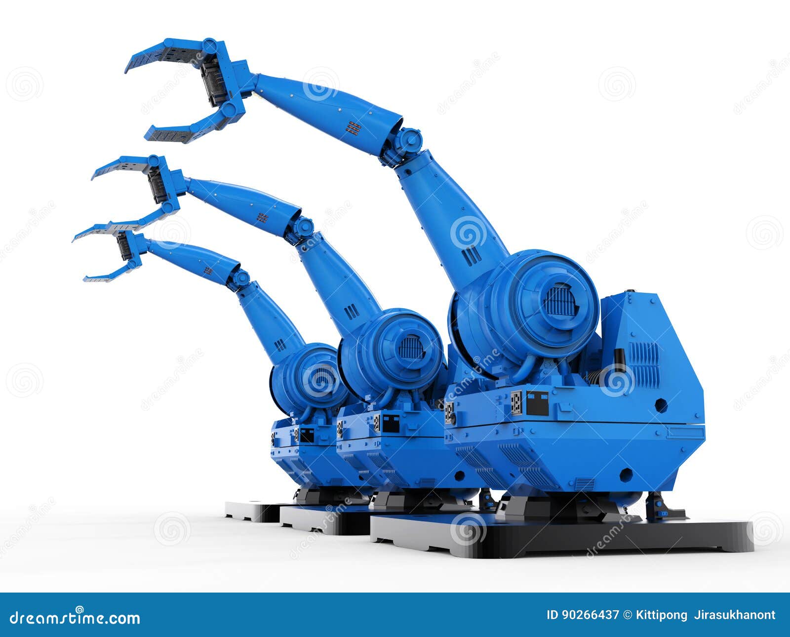 Blue Robotic Arm With Ceiling Mount. Vector Illustration On White ...