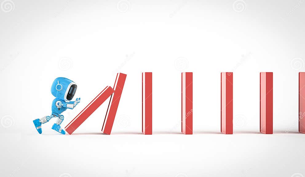 Blue Robotic Assistant or Artificial Intelligence Robot Collapse ...