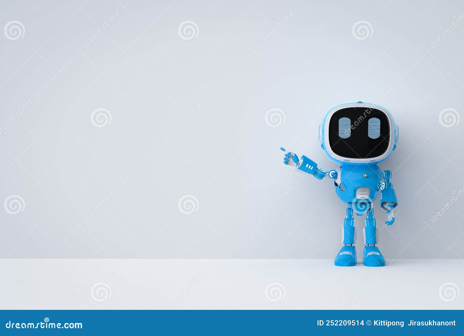 Blue Robotic Assistant Or Artificial Intelligence Robot Finger Point ...