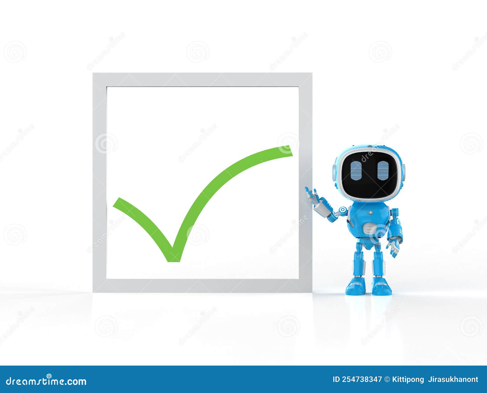 Blue Robotic Assistant or Artificial Intelligence Robot with Green ...