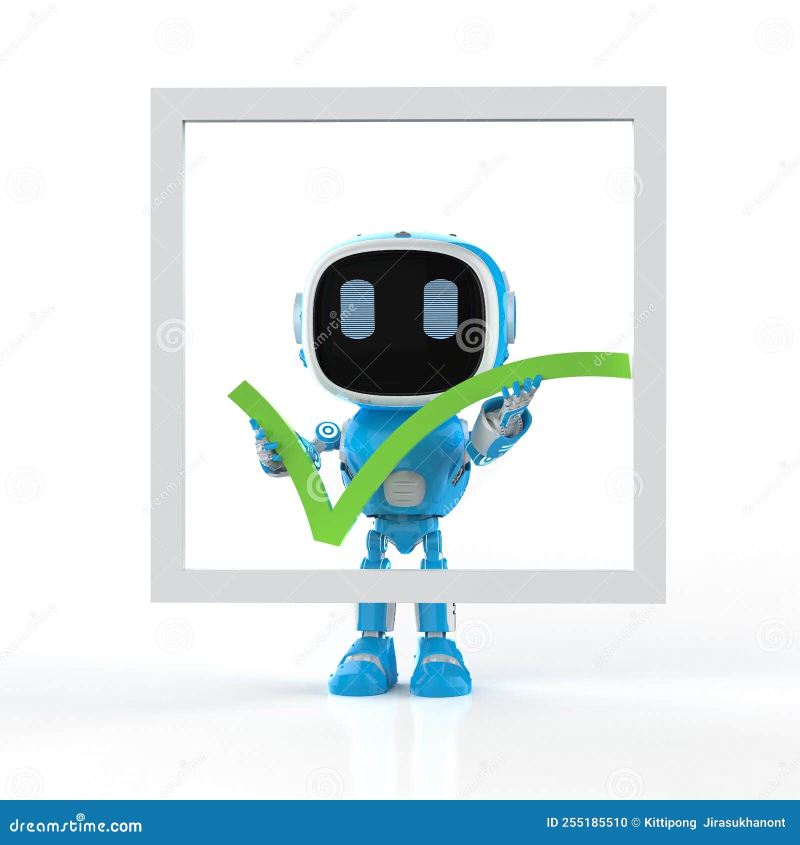 Blue Robotic Assistant or Artificial Intelligence Robot with Green ...