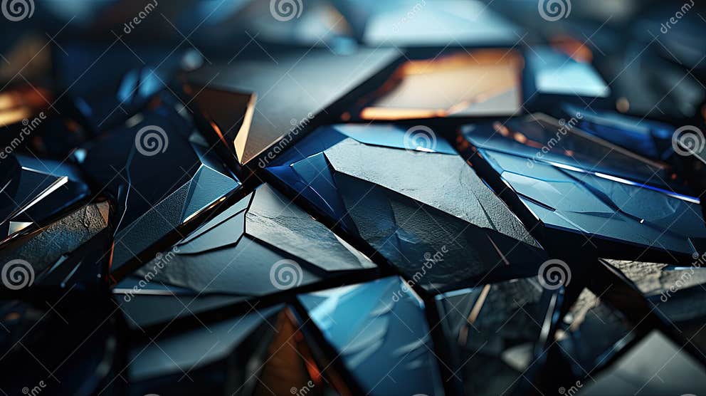 Blue Rock Stones 3d Random Triangle Cubes or Blocks Geometric ...