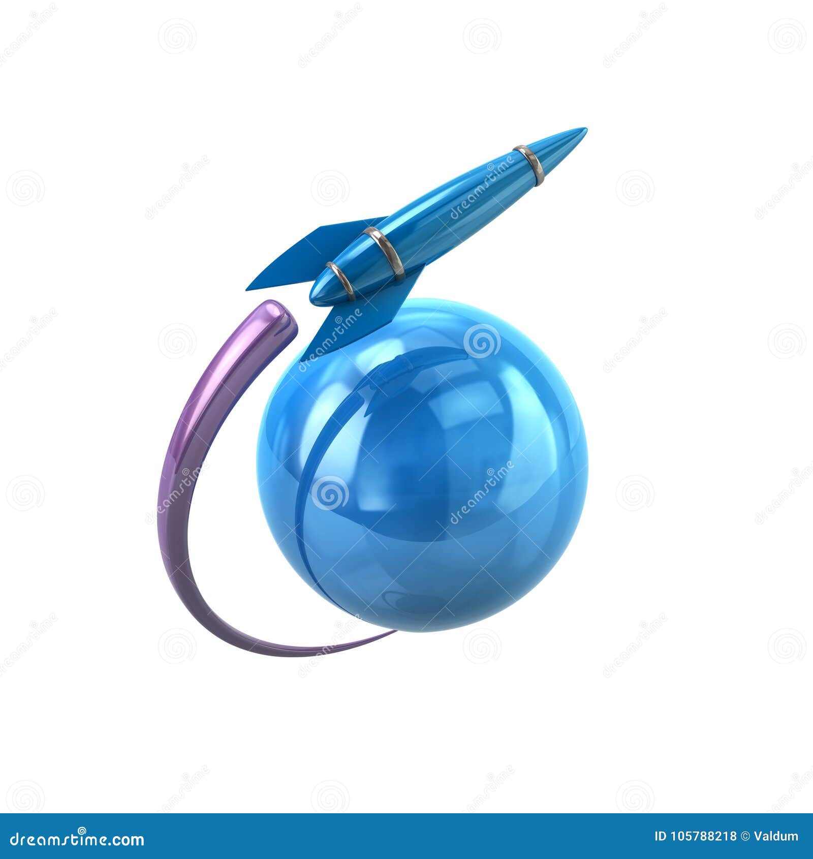 Blue Rocket Circling Around the Blue Earth Stock Illustration ...