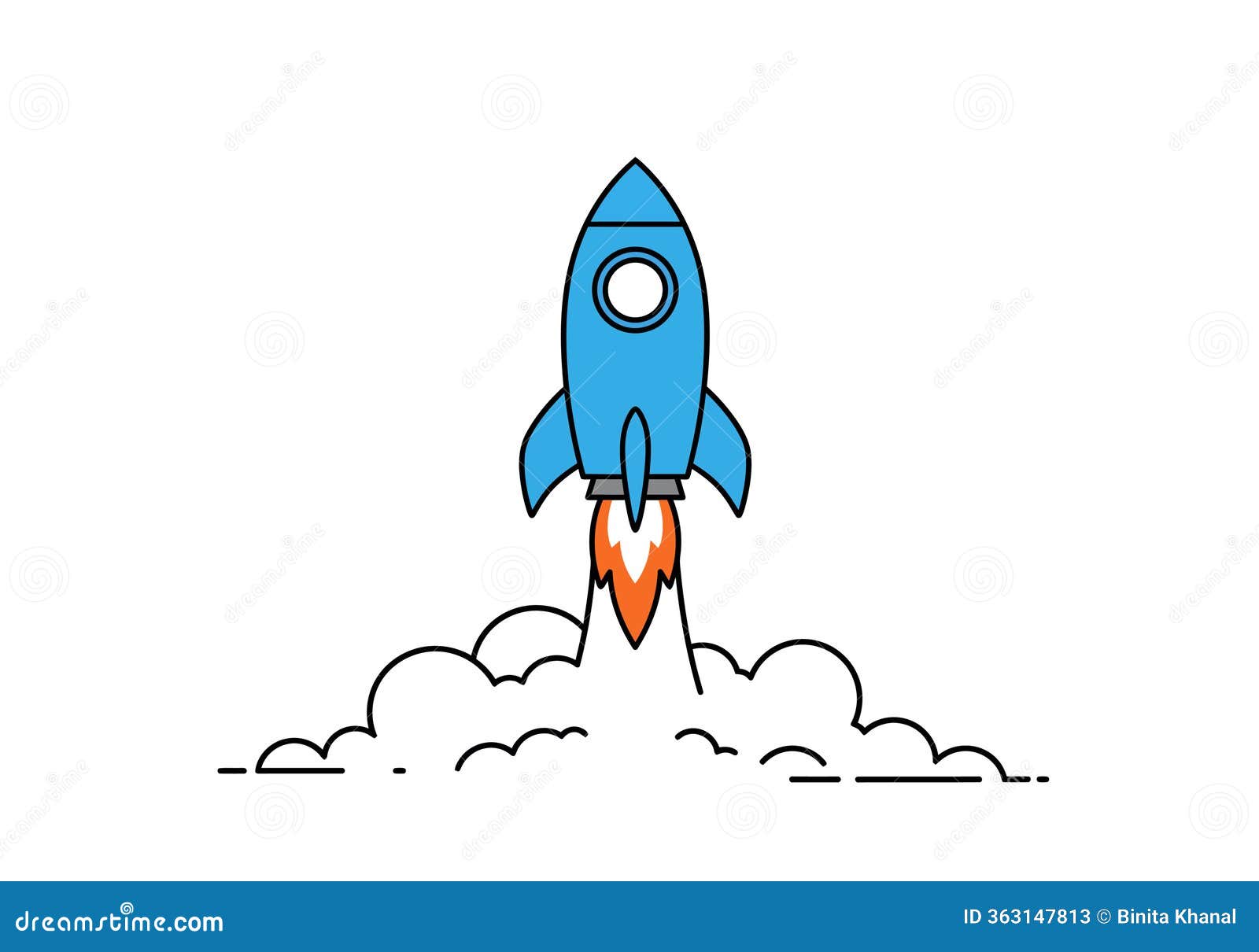Rocket launch clip art stock vector. Illustration of graphic - 363147813