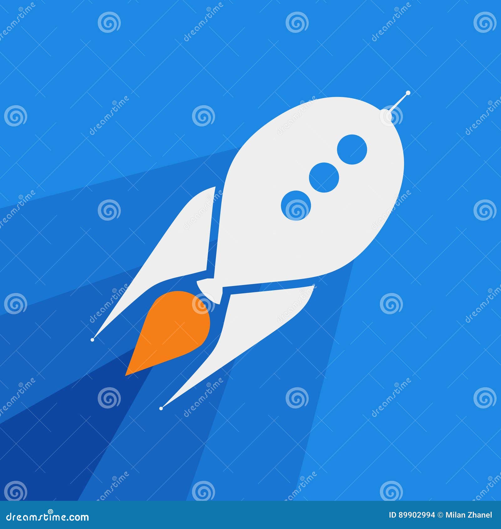 Blue Rocket Flying stock vector. Illustration of launch - 89902994