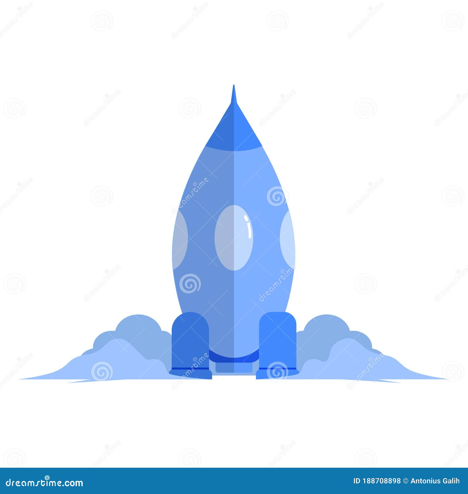 Blue Rocket Ready To Launch. Vector Illustration Stock Vector ...
