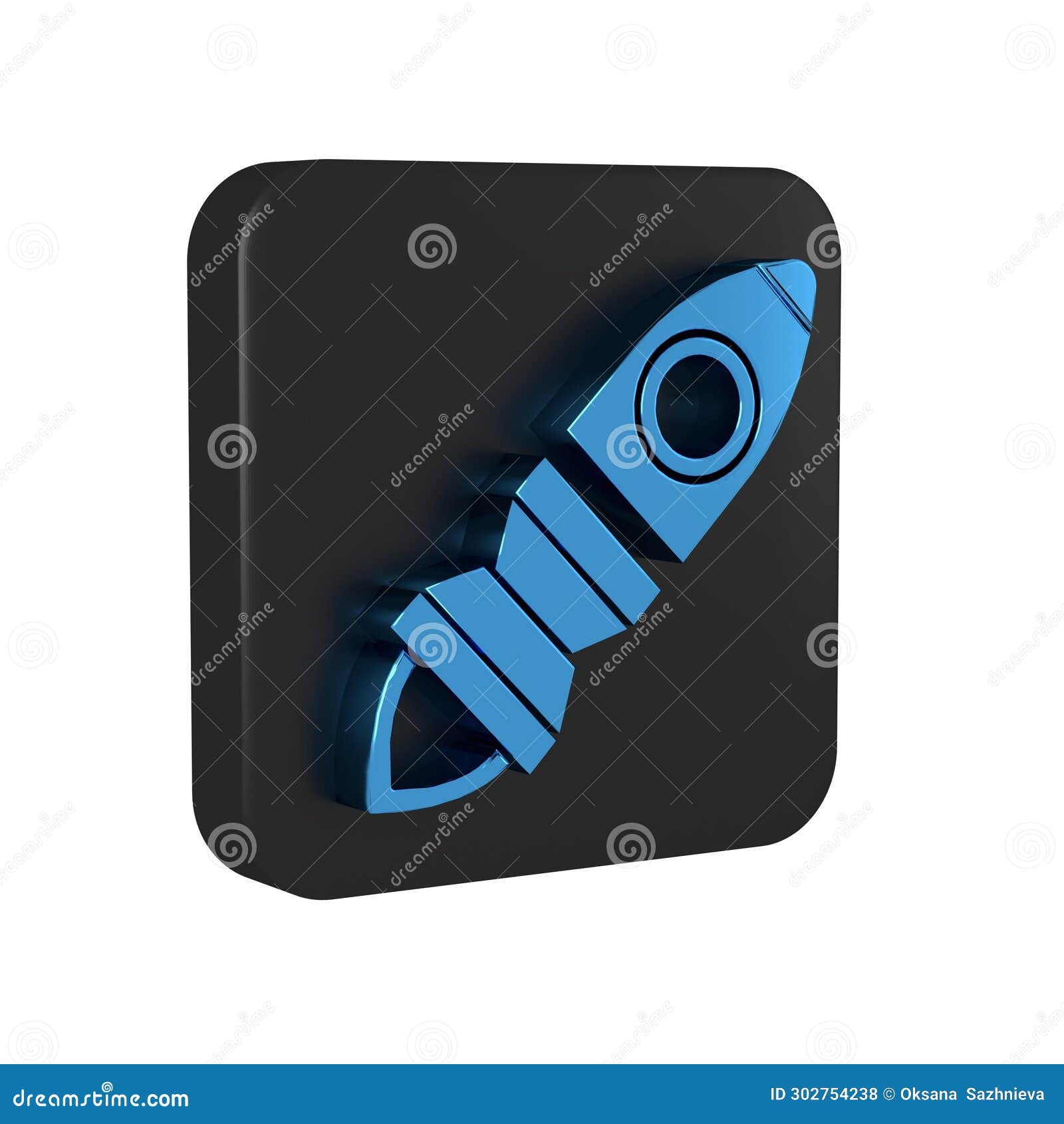 Blue Rocket Ship with Fire Icon Isolated on Transparent Background ...