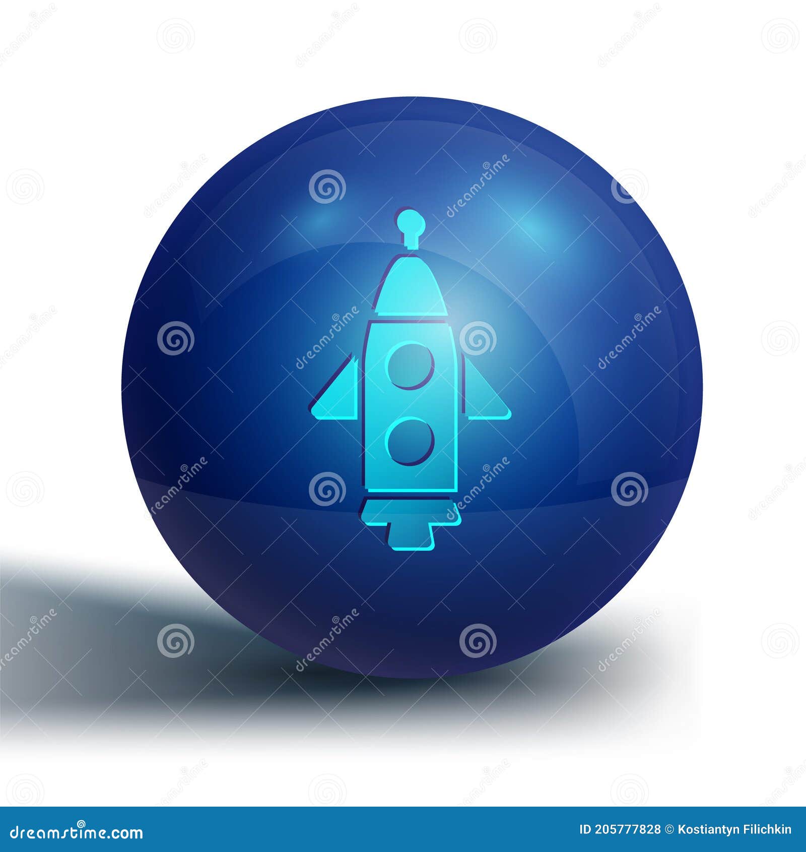 Blue Rocket Ship Icon Isolated on White Background. Space Travel. Blue ...