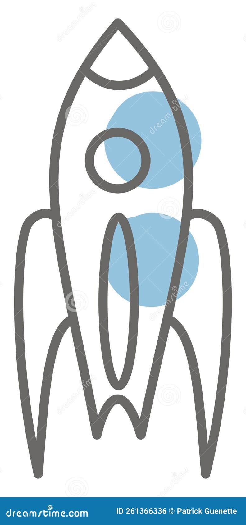 Blue rocket ship, icon stock vector. Illustration of vector - 261366336