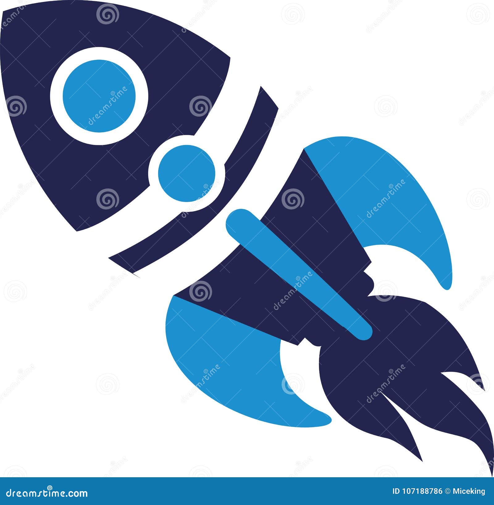Blue rocket spaceship stock vector. Illustration of symbol - 107188786