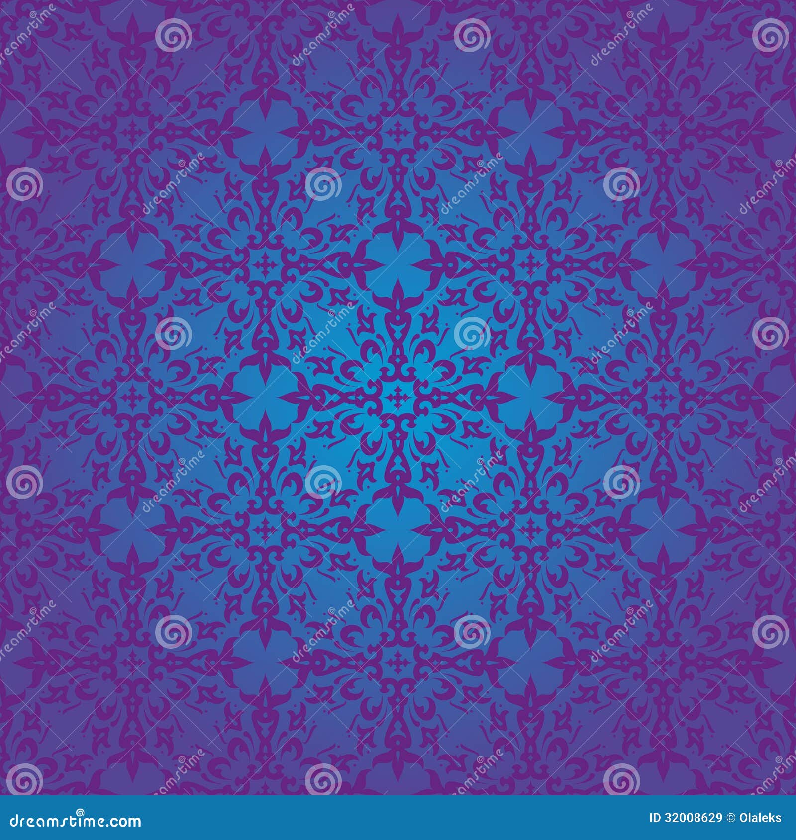 Blue Rococo Seamless Pattern Stock Illustration - Illustration of ...