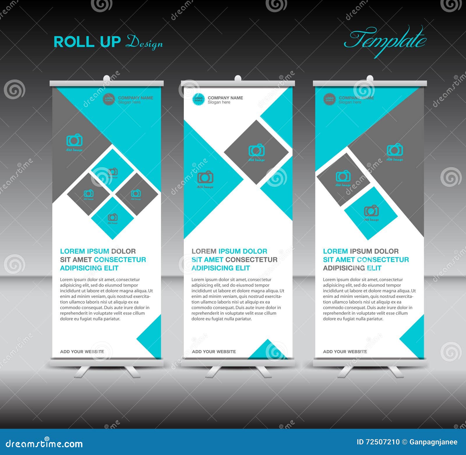 Blue Roll Up Banner Template Vector Illustration, Standy Design ...