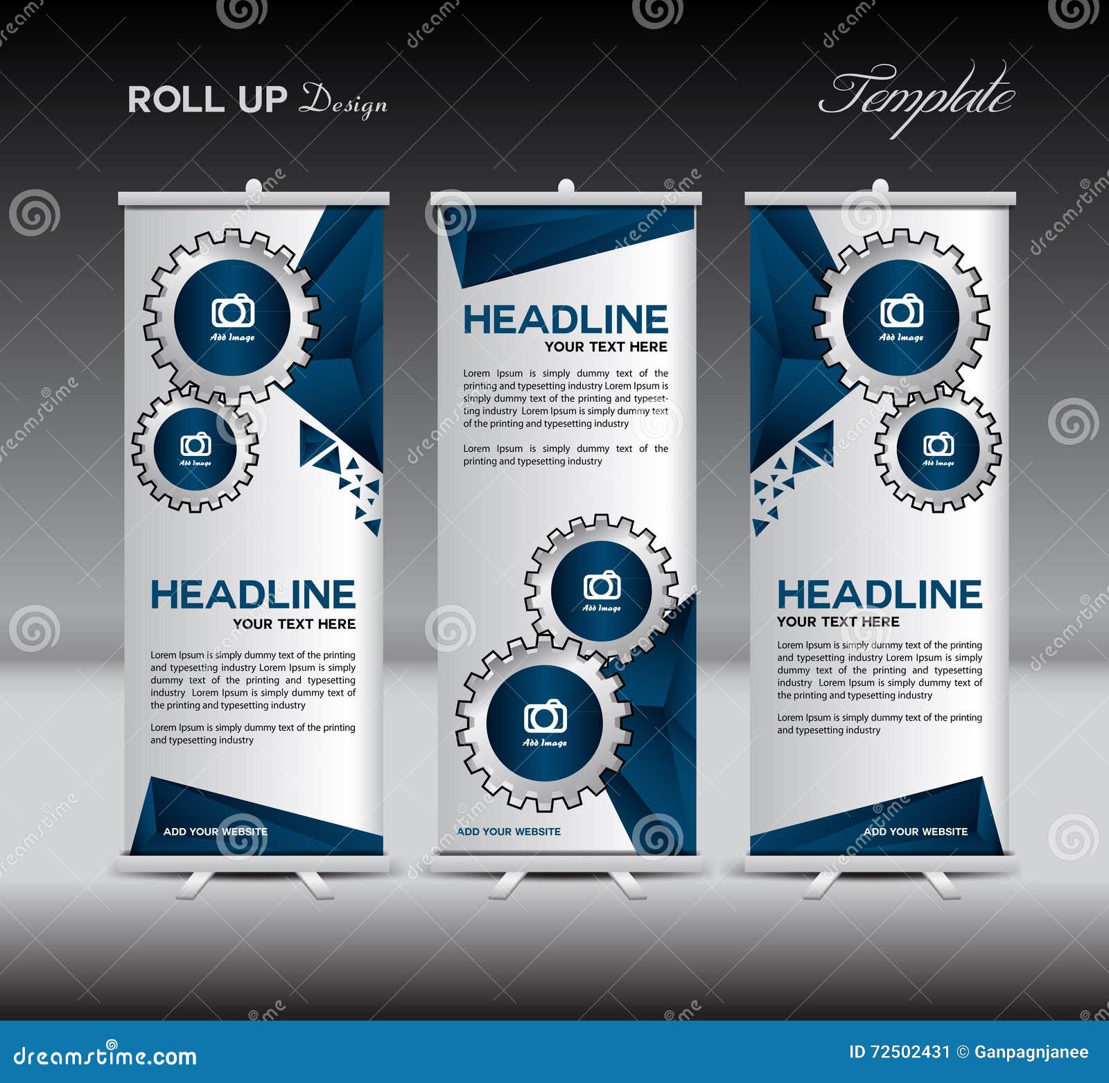 Blue Roll Up Banner Template Display Advertisement Vector Illustration ...