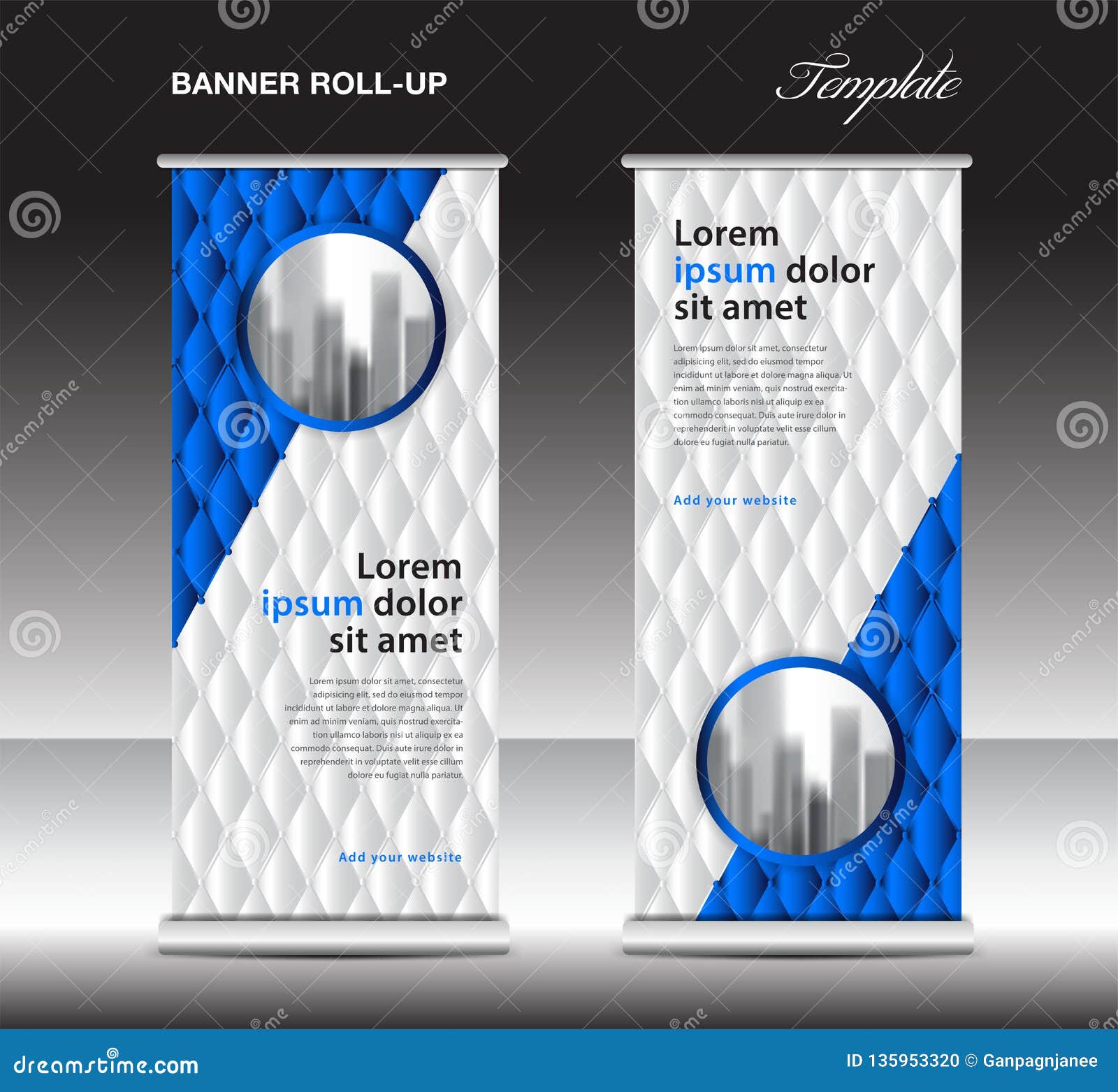 Blue Roll Up Banner Template Vector, Advertisement, X-banner, Poster ...