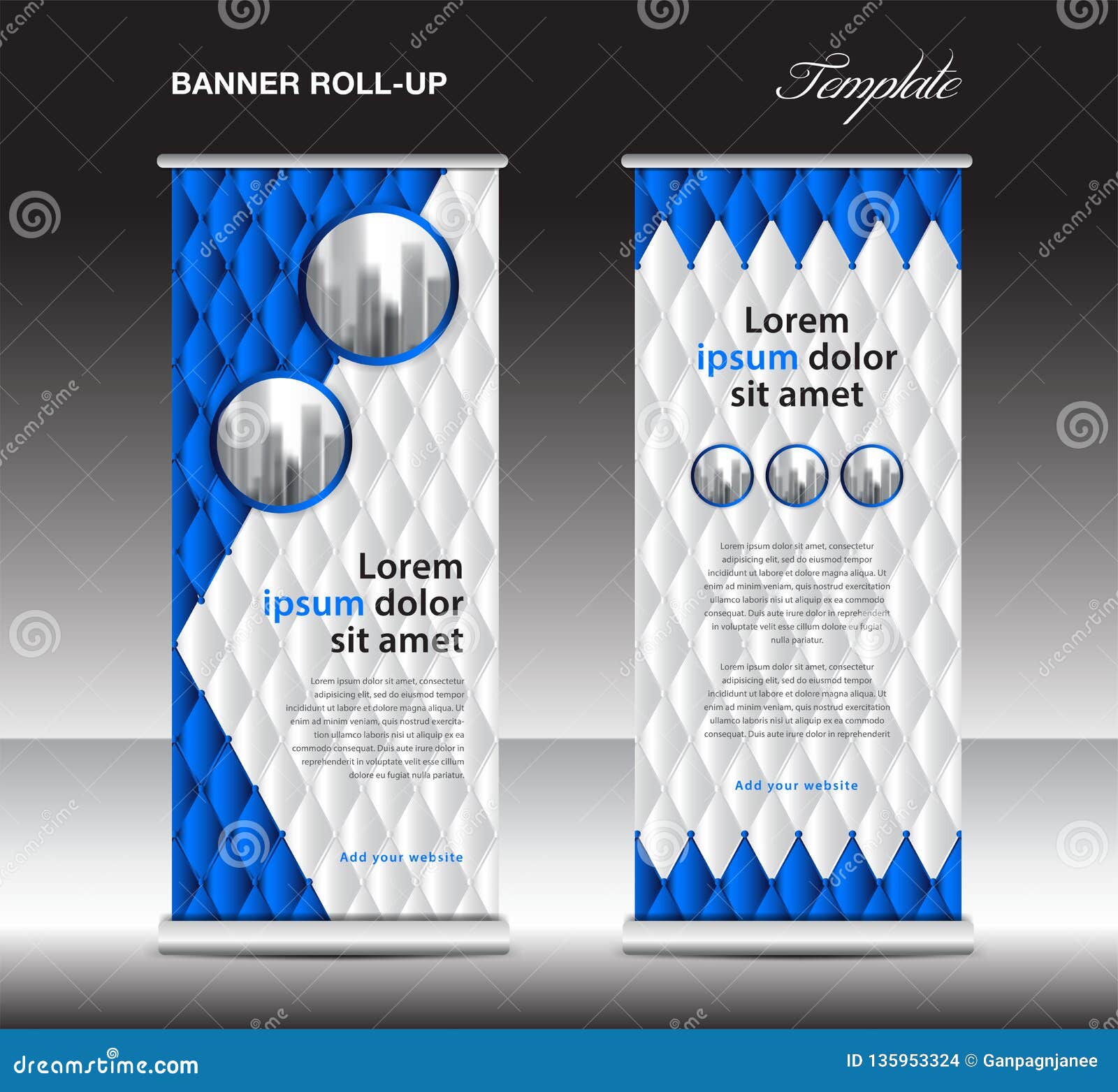 Blue Roll Up Banner Template Vector, Advertisement, X-banner, Poster ...