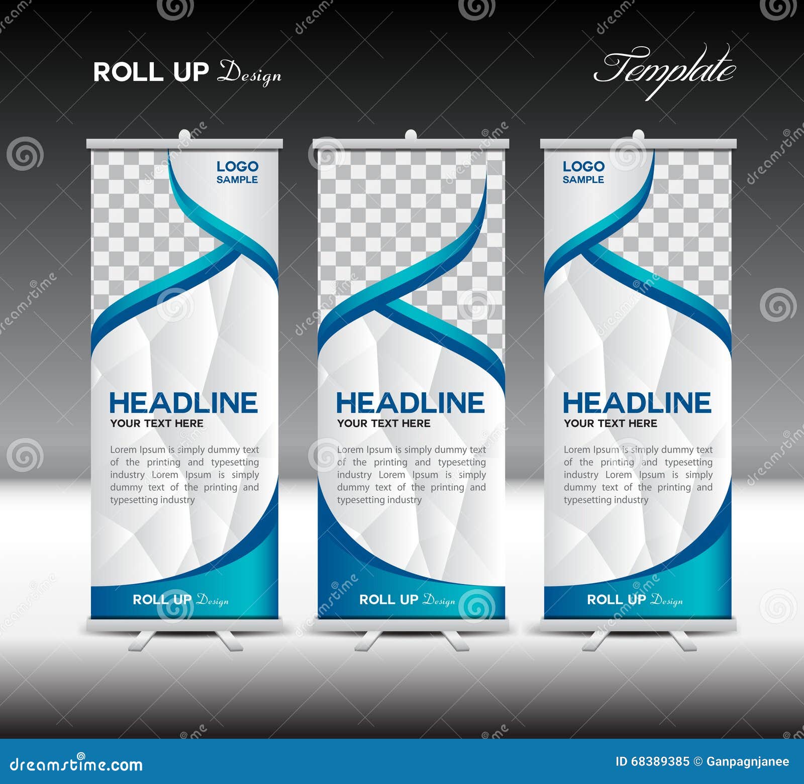 Blue Roll Up Banner Template Vector Illustration Stock Vector ...