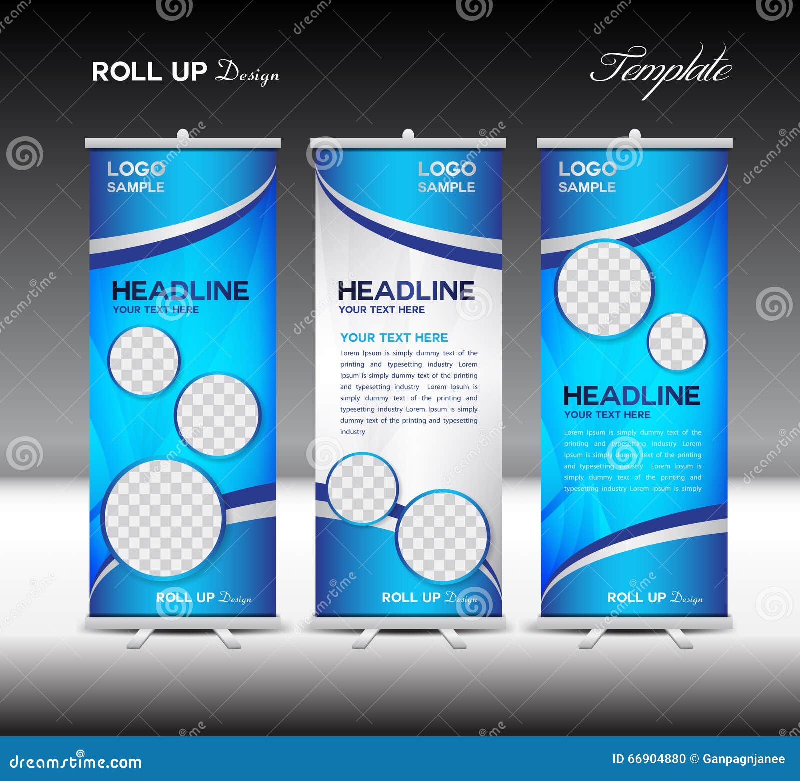 Blue Roll Up Banner Template Vector Illustration Stock Vector ...