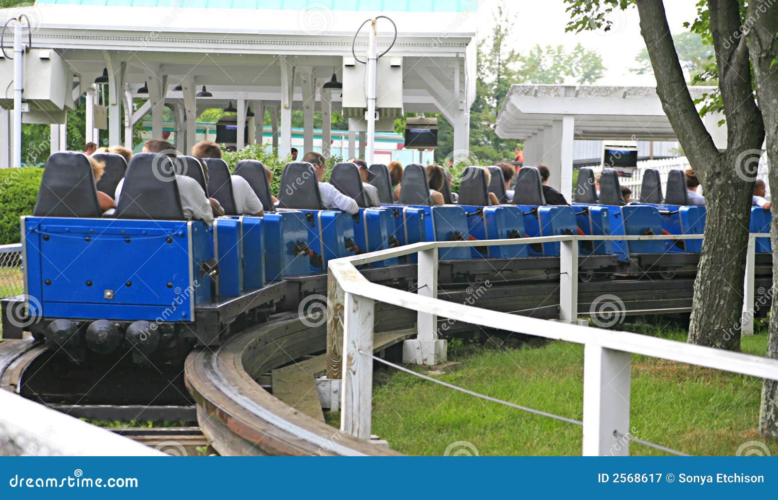 Blue Roller Coaster stock image. Image of recreation, fast - 2568617