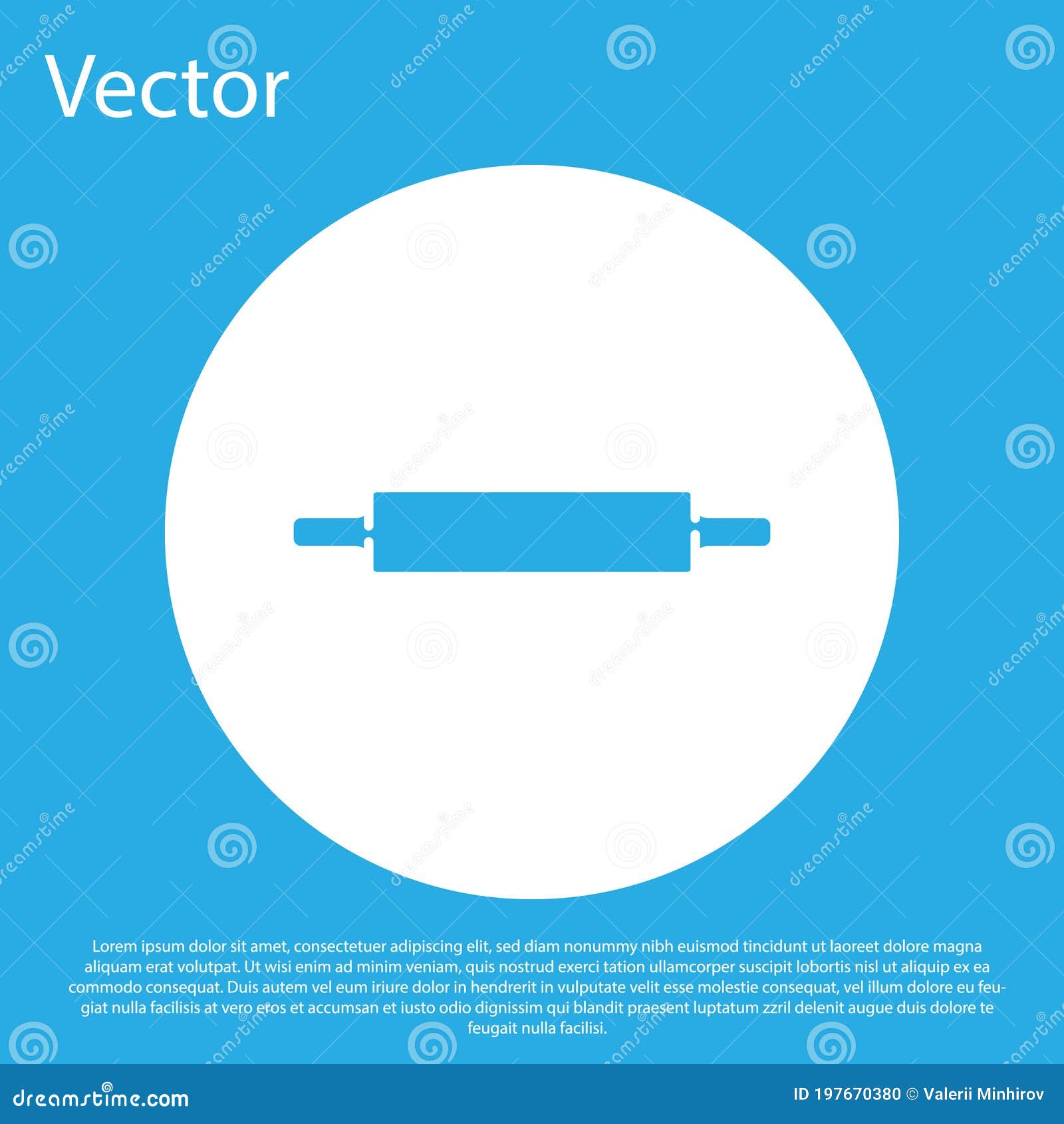 Blue Rolling Pin Icon Isolated on Blue Background. White Circle Button ...